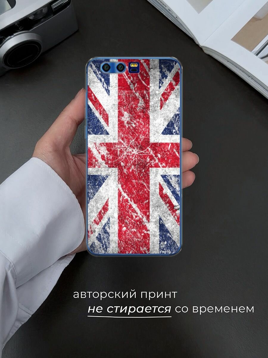 Силиконовый чехол на Honor 9 / Хонор 9 с принтом "Флаг британский" — фото 1