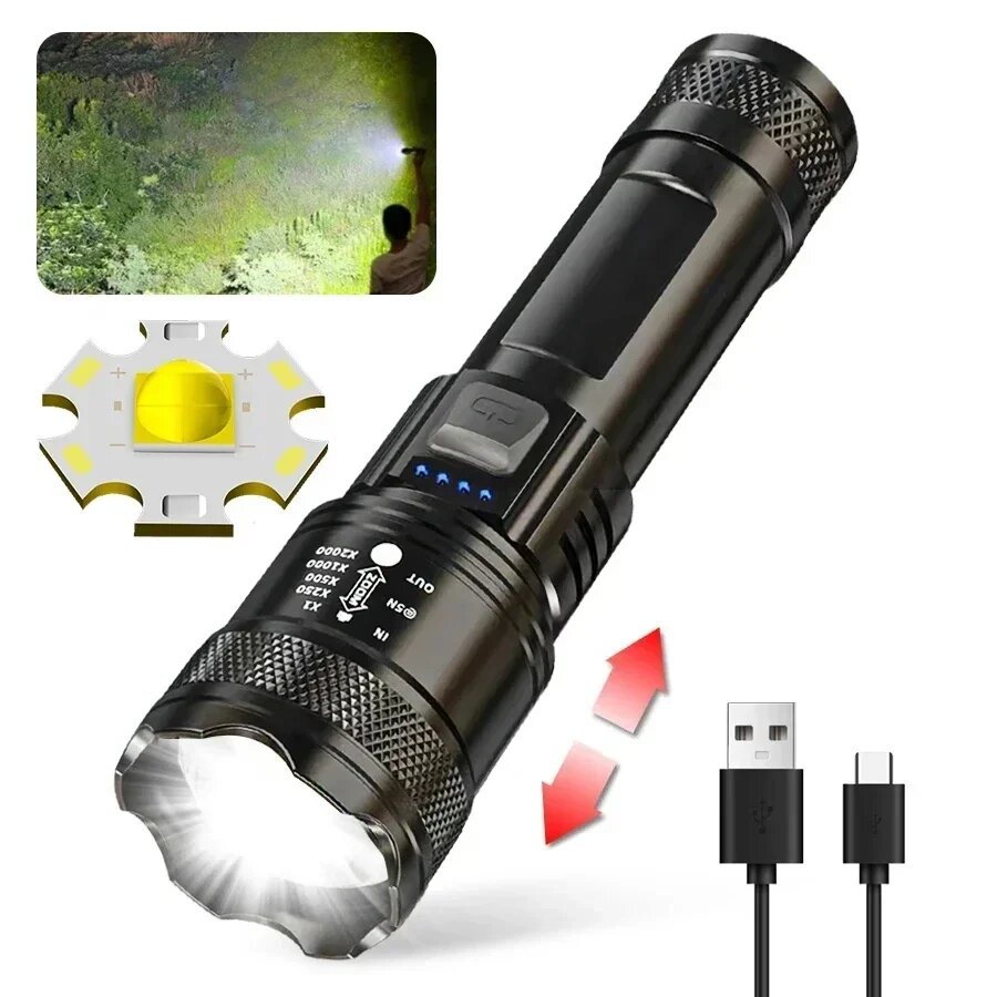 LONGRIVER Тактический фонарь 1600 люмен, цвет P200, USB