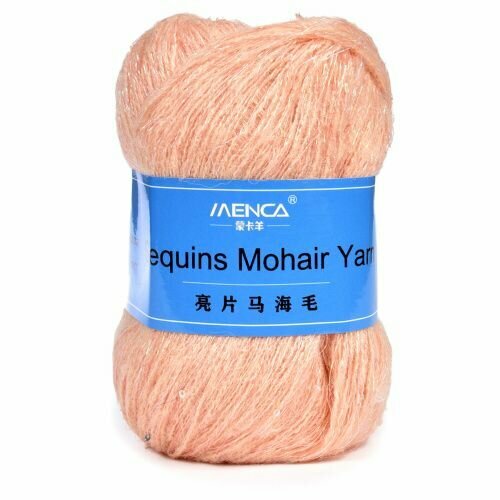 Пряжа MENCA Sequins Mohair Yarn 15 (5 мотков, 50г/410м) персик