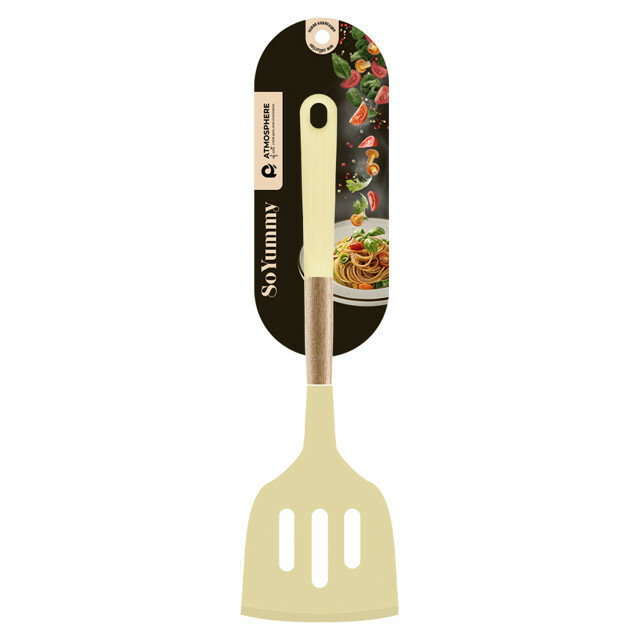 ATMOSPHERE FreshCook лопатка 31,5 см с прорезями, силиконовая лопасть, ручка бук