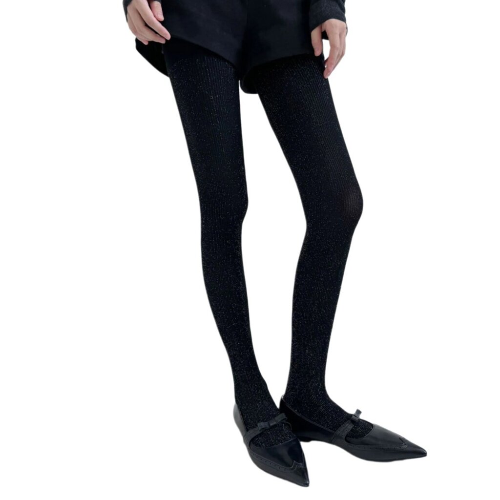 Элегантные мерцающие колготки, женские непрозрачные колготки в рубчик и полоску, Чулки и брюки