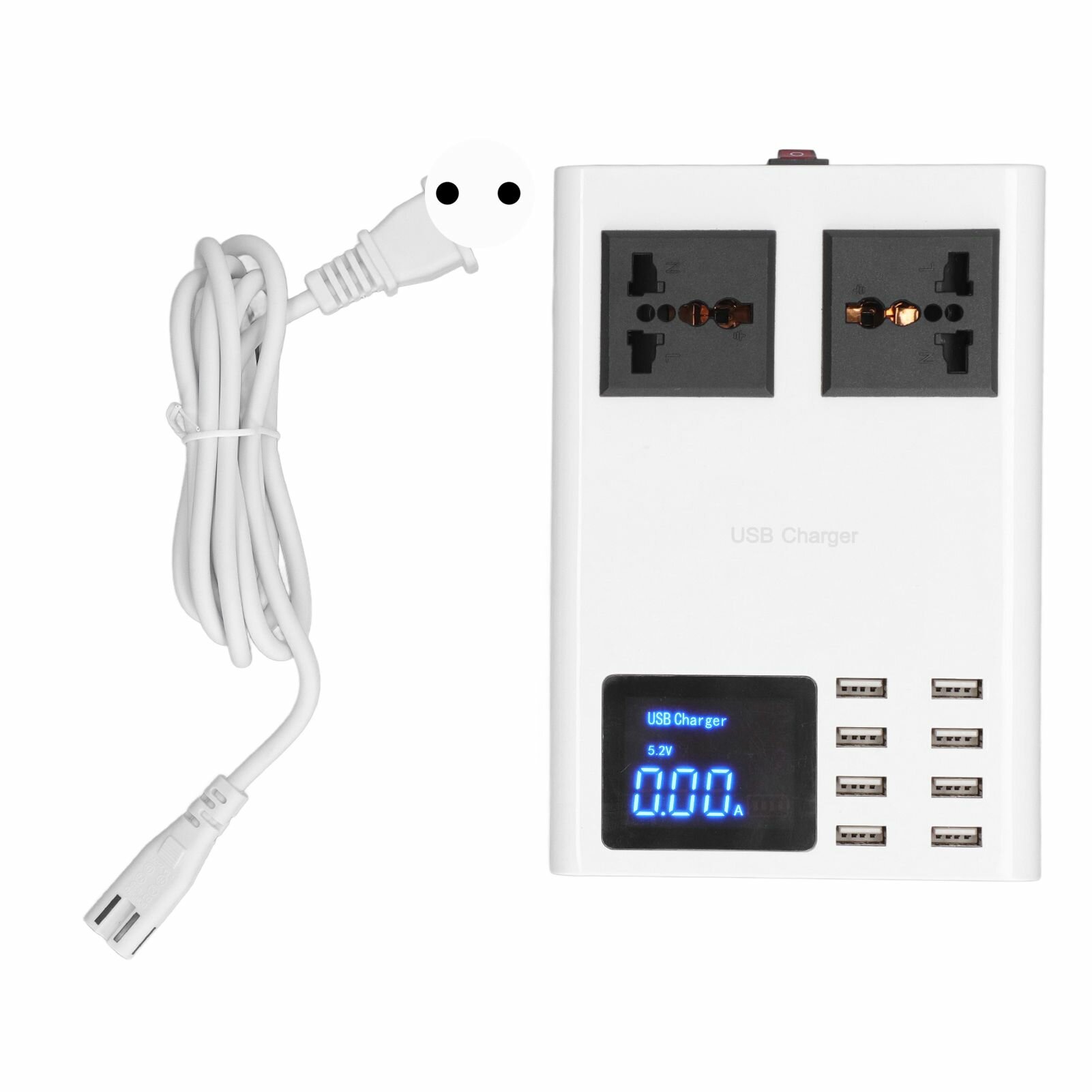 Зарядное устройство с 8 портами USB и защитой от перенапряжения и перегрузки, адаптер питания с ЖК-дисплеем, USB LED зарядное устройство с европейской вилкой, AC100240V.