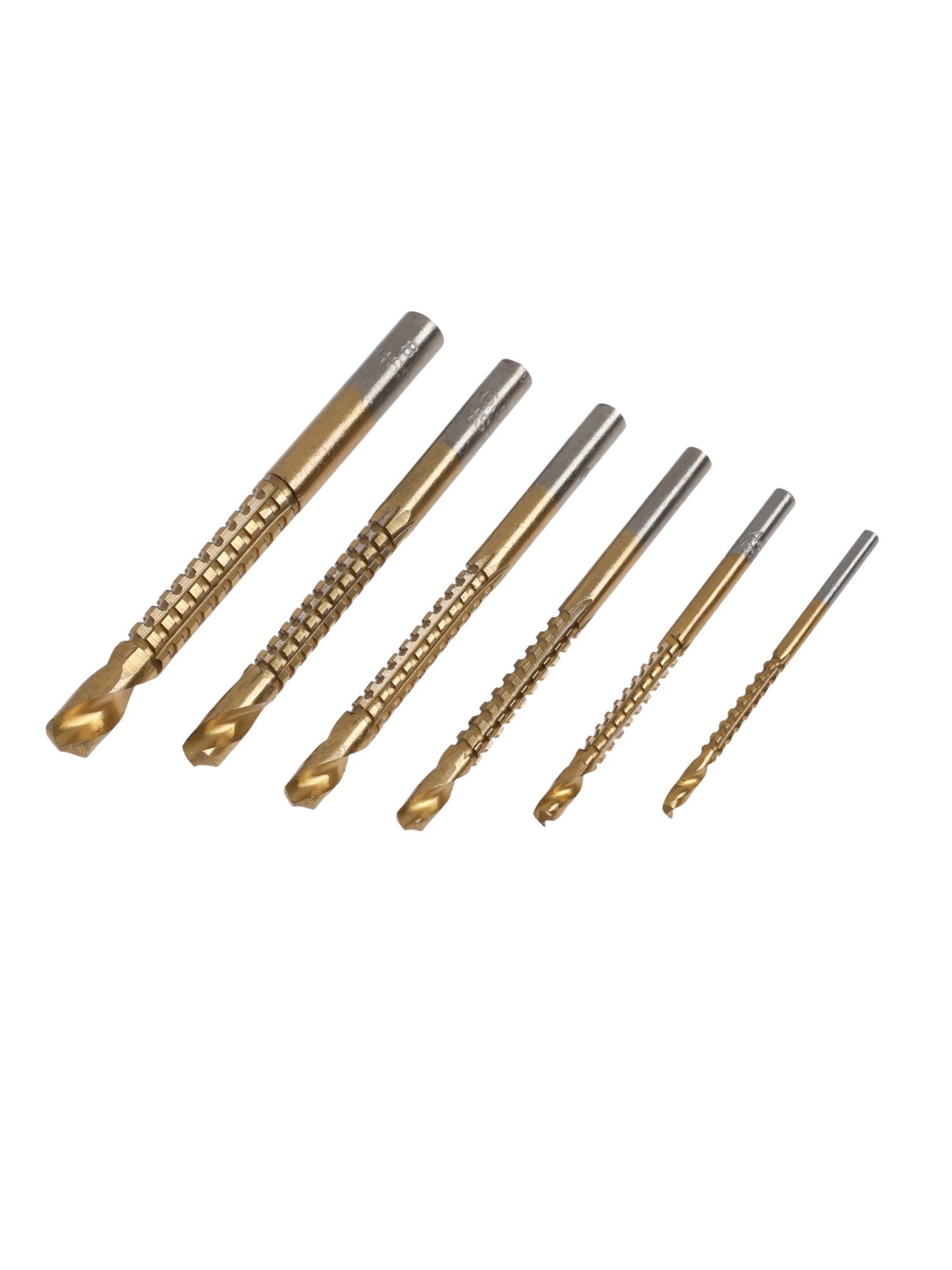 Набор сверл фрезерных универсальных тундра, HSS, TiN, цилиндр. хвостовик, 3 - 8 мм, 6 шт.