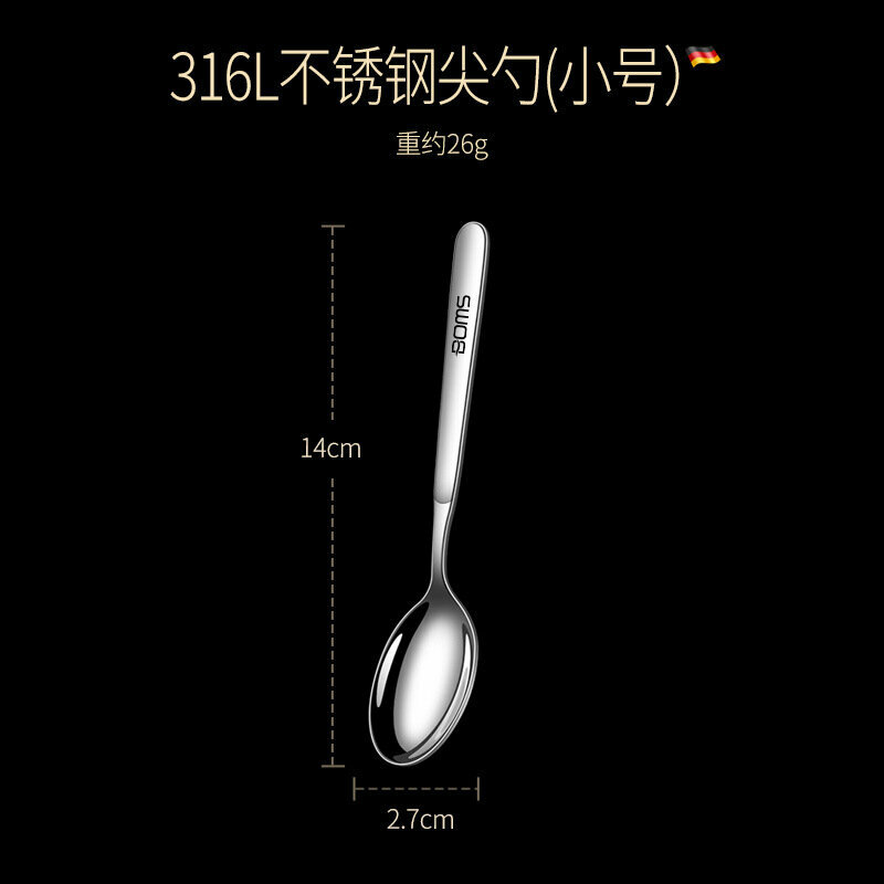 Домашняя ложка из нержавеющей стали 316L, пищевого качества, с длинной ручкой, круглой головкой, суповая ложка, ложка для еды, оптовая продажа