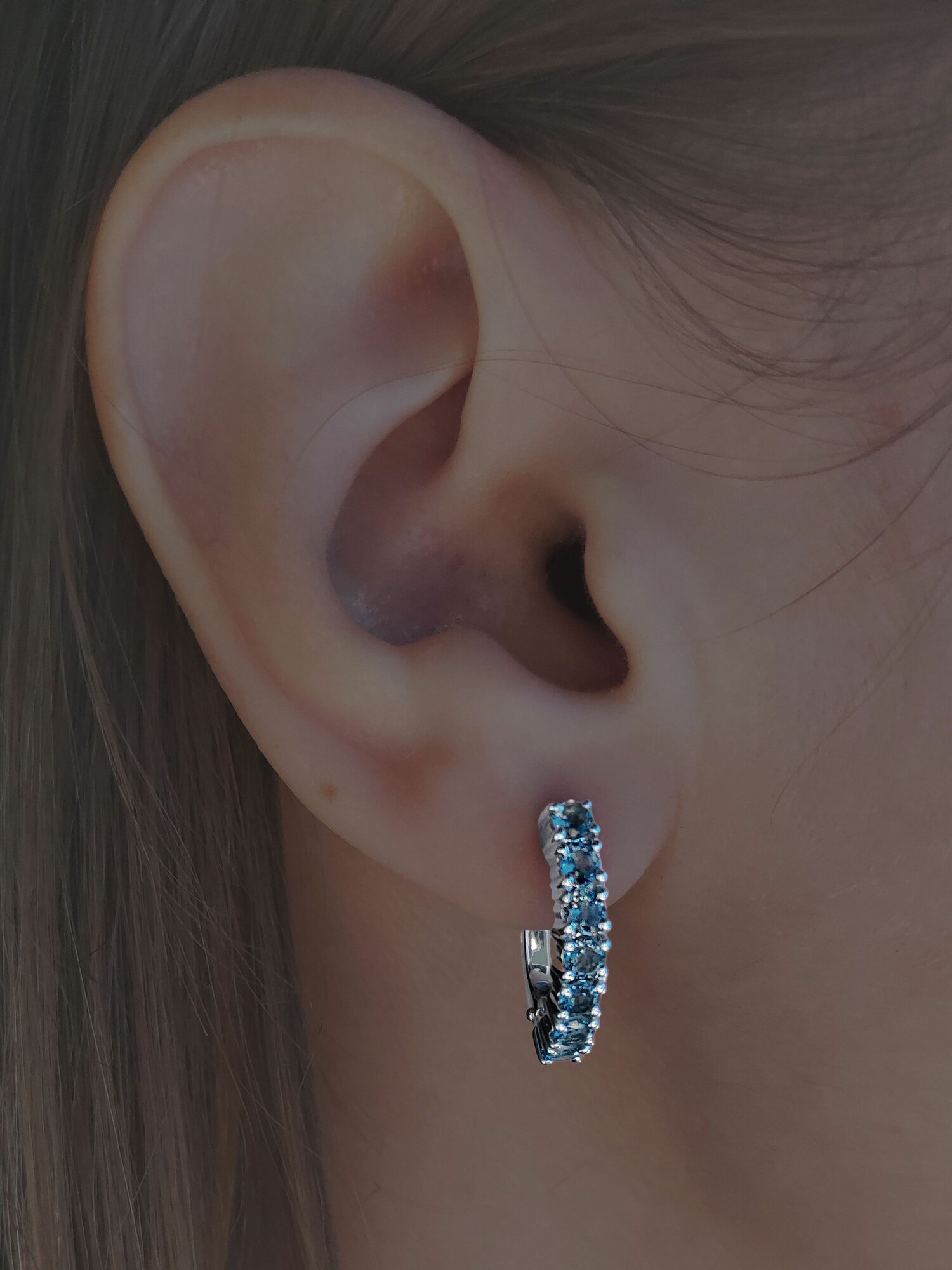 Подвеска для серег, серебро, 925 проба, родирование, топаз