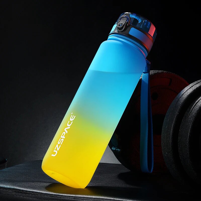 UZSPACE матовая спортивная бутылка из тритана 500/1000 мл 0.5 л, Blue and yellow