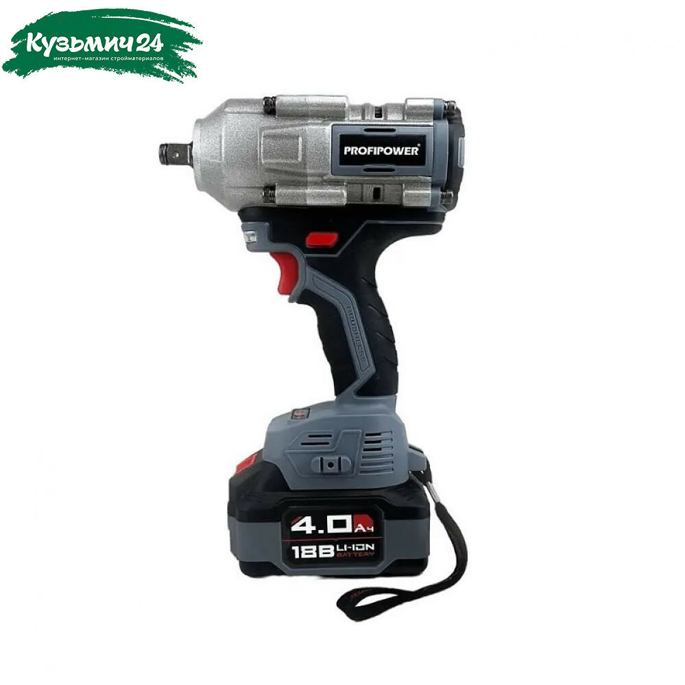 Аккумуляторный гайковерт бесщеточный Profipower T-900N, 18 В, 900 Hм 1акк х 4Ah, з. у, 1 шт.