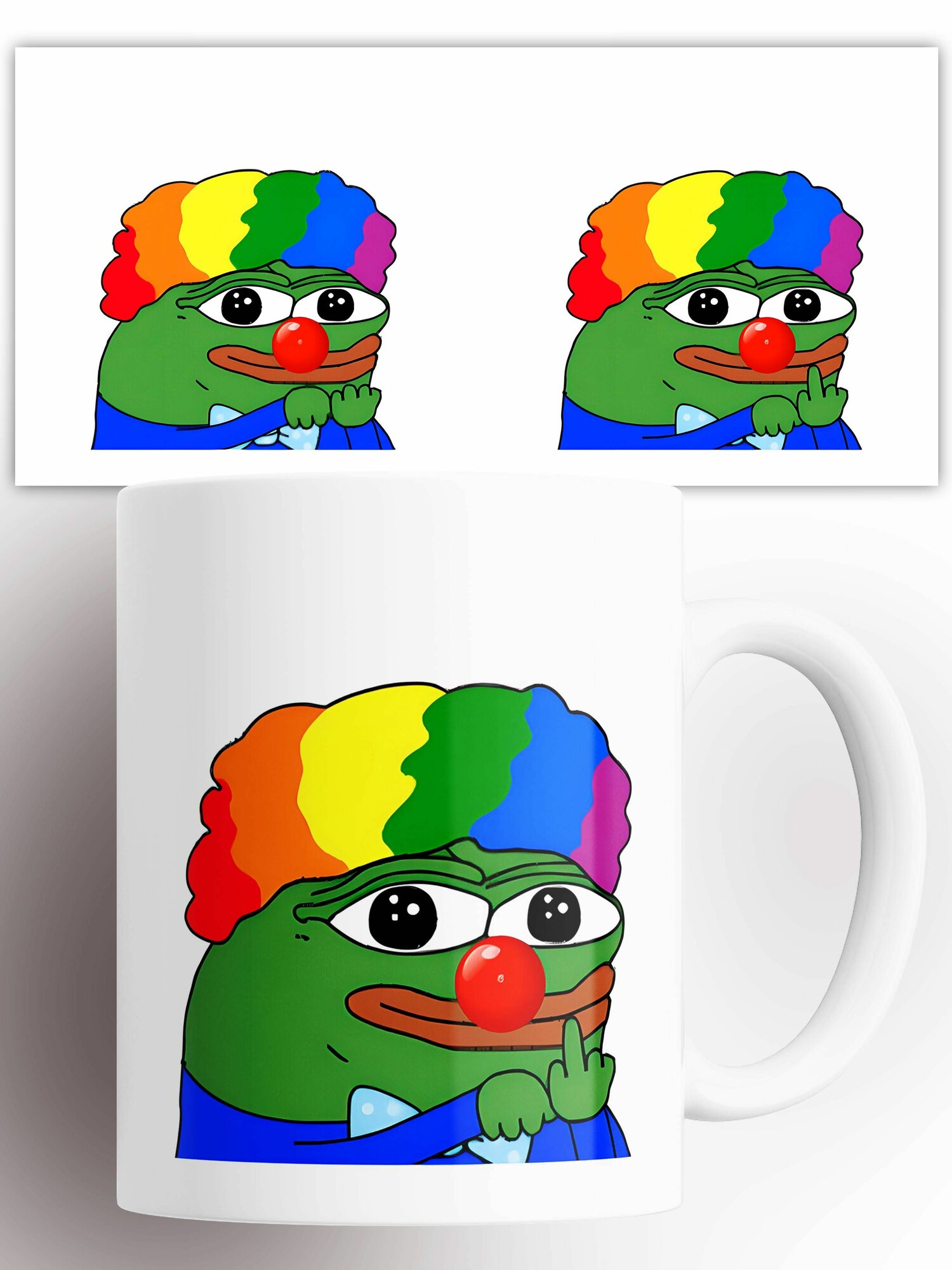 Кружка мем Лягушка Пепе Pepe Frog клоун 330 мл