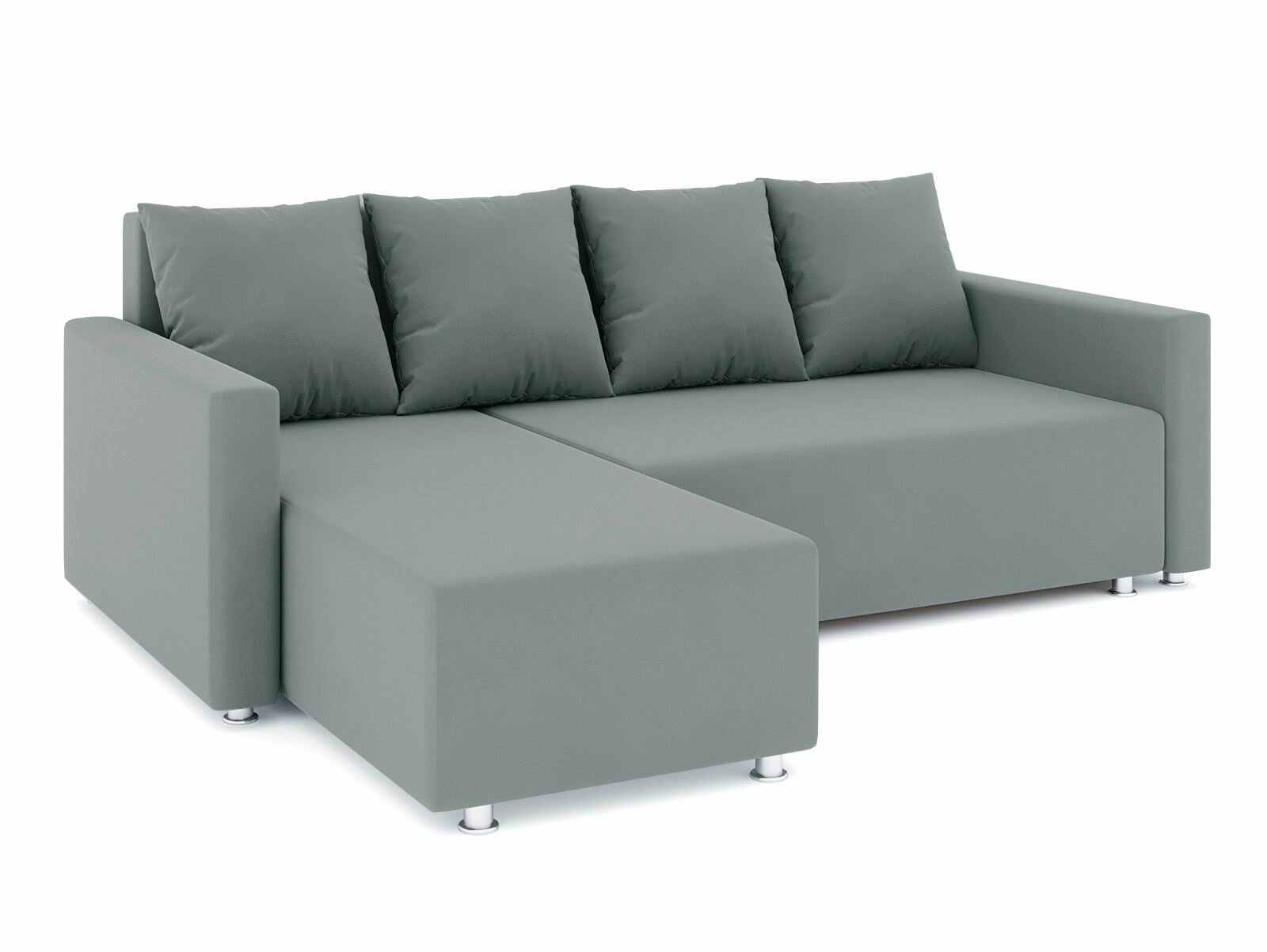 Угловой диван Челси, еврокнижка, угол левый/правый, велюр Зара Графит 32