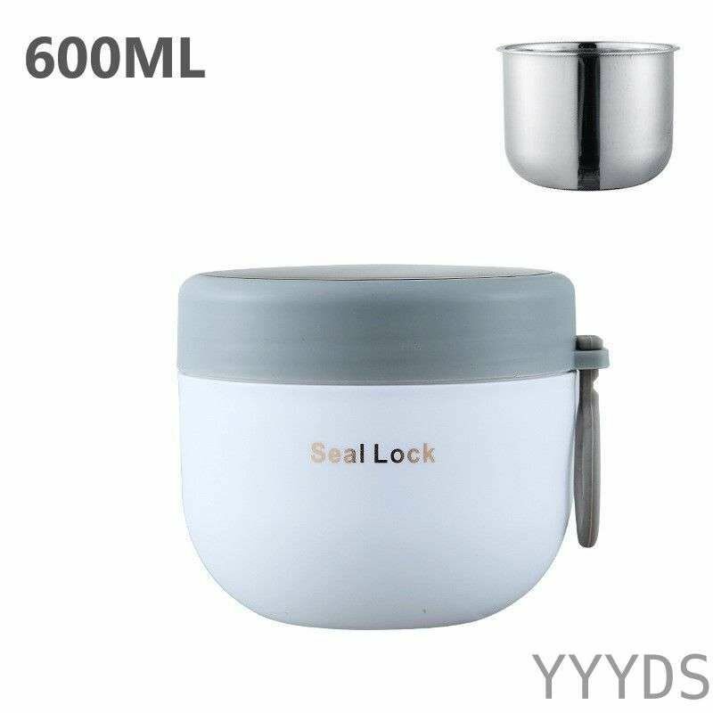 Ланч-бокс для супа со стальной чашей (белый) 600 мл