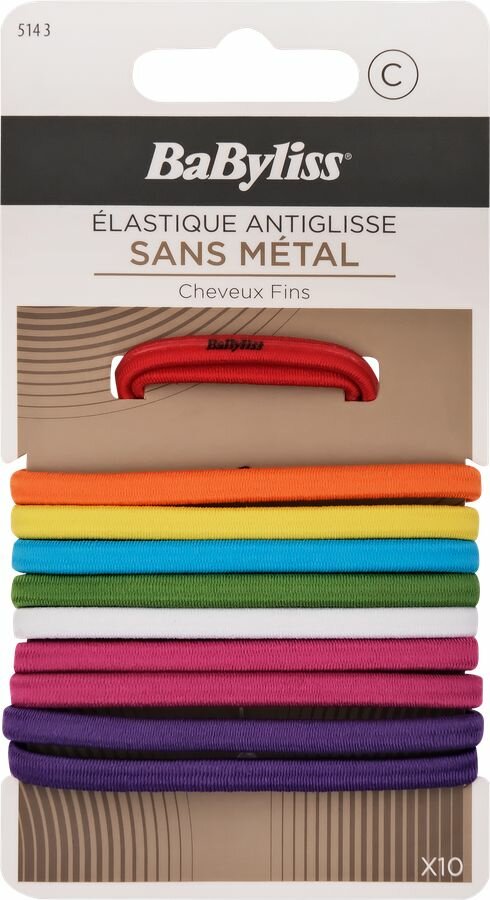 Резинки для волос BABYLISS PARIS Sport цветные нескользящие, Арт. BS794514, 10шт