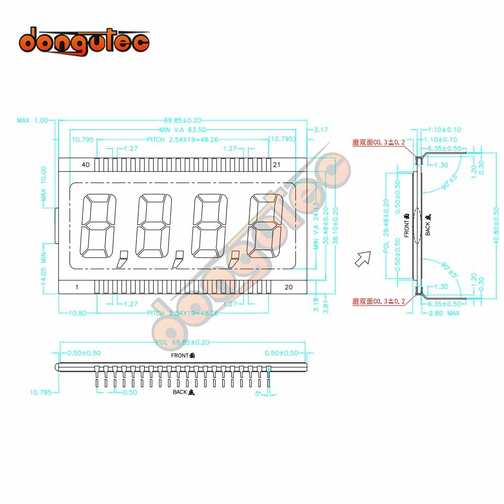 Dongutec 40PIN TN ЖК-дисплей 4 цифры