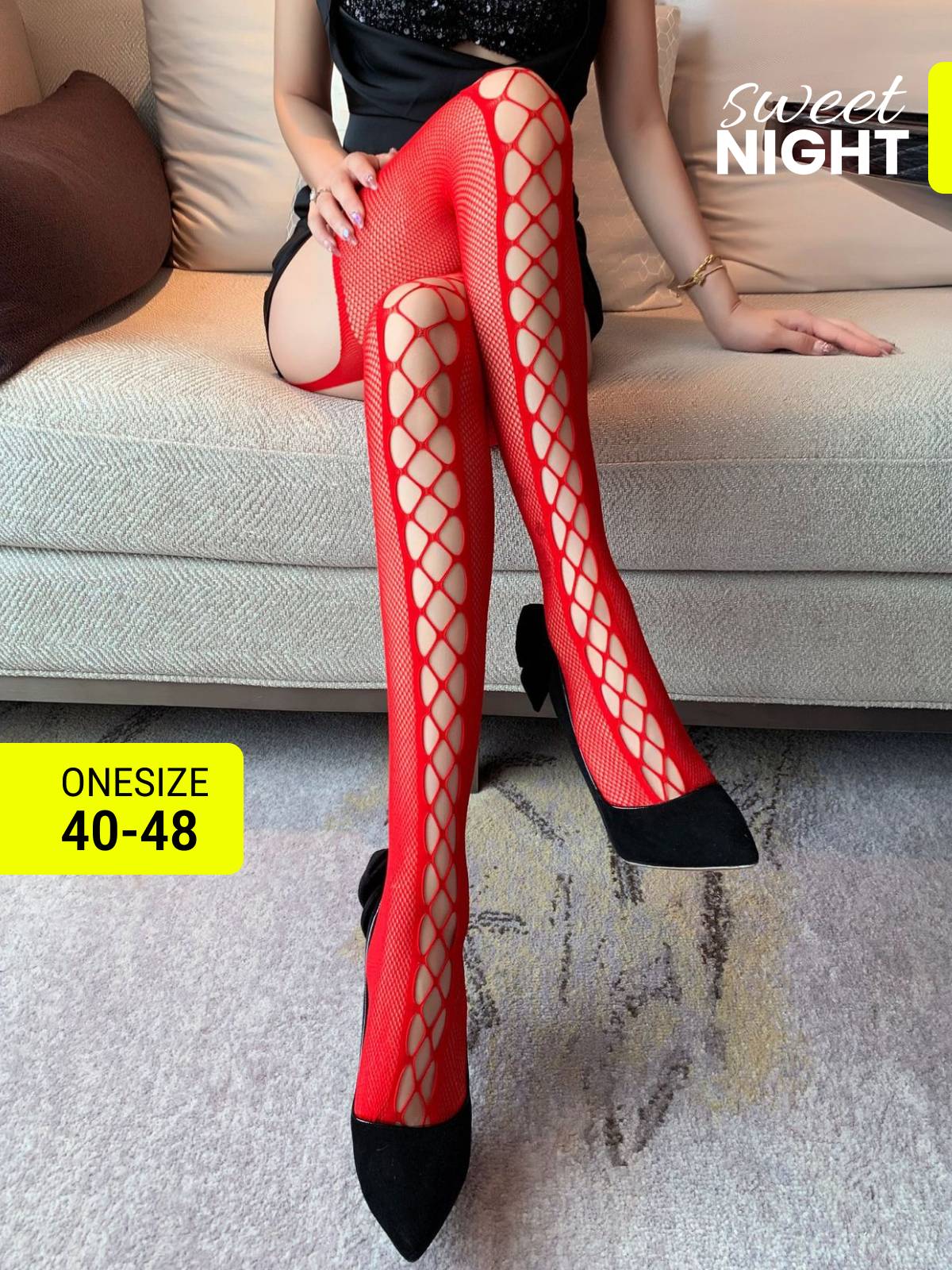 Чулки женские с перфорацией красные, сексуальные колготки с имитацией чулок для женщин