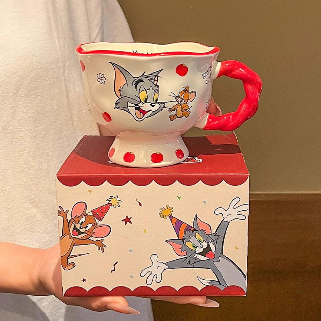 Кружка "Том и Джерри", керамика, дизайн с узором, для детей, коричневый, 1 шт