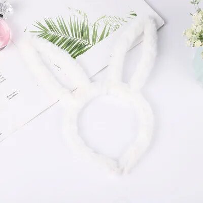 Белая плюшевая повязка с заячьими ушками TS4-white13cm