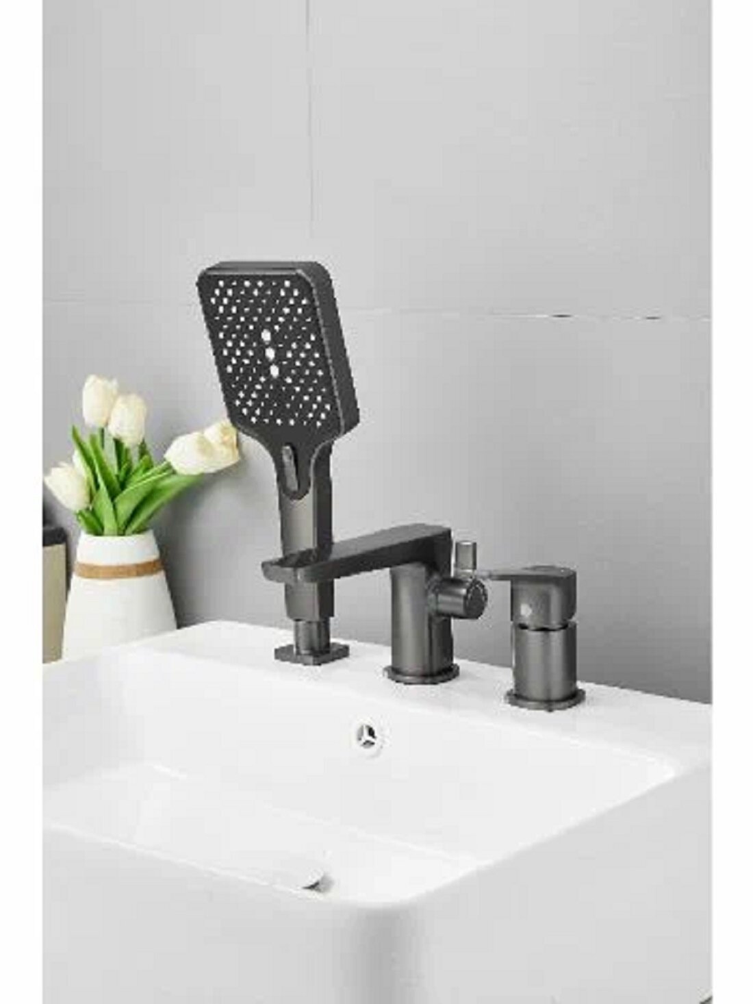 Смеситель Belz B66715-3, на борт, встраиваемый, рычажный, темно-серый