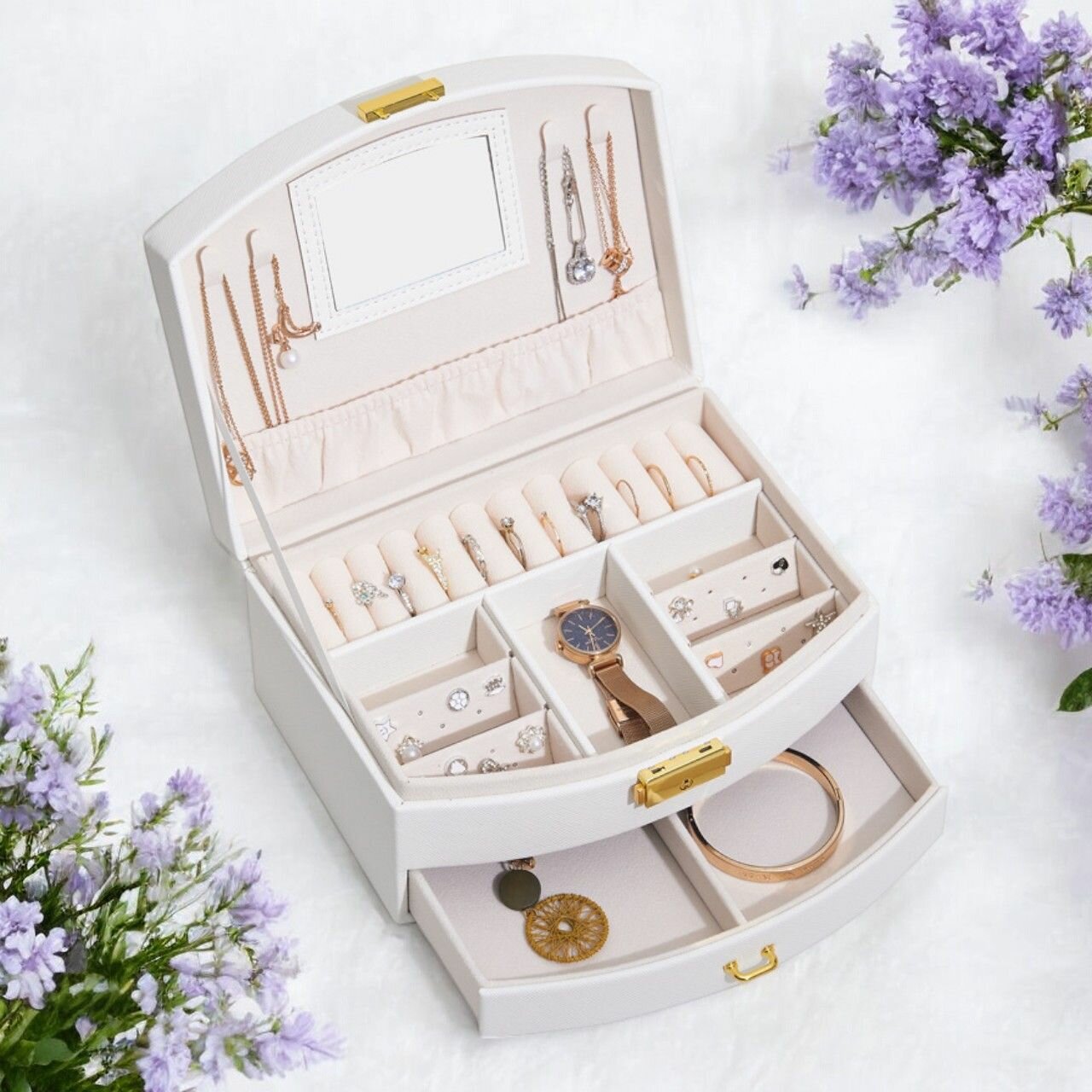 Шкатулка для хранения украшений Берта, белый цвет органайзер для украшений