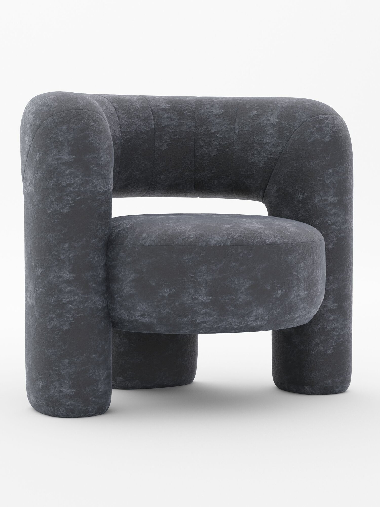 Кресло мягкое для дома, отдыха в гостиной Глер от W&B, велюр плюш: темно-синий