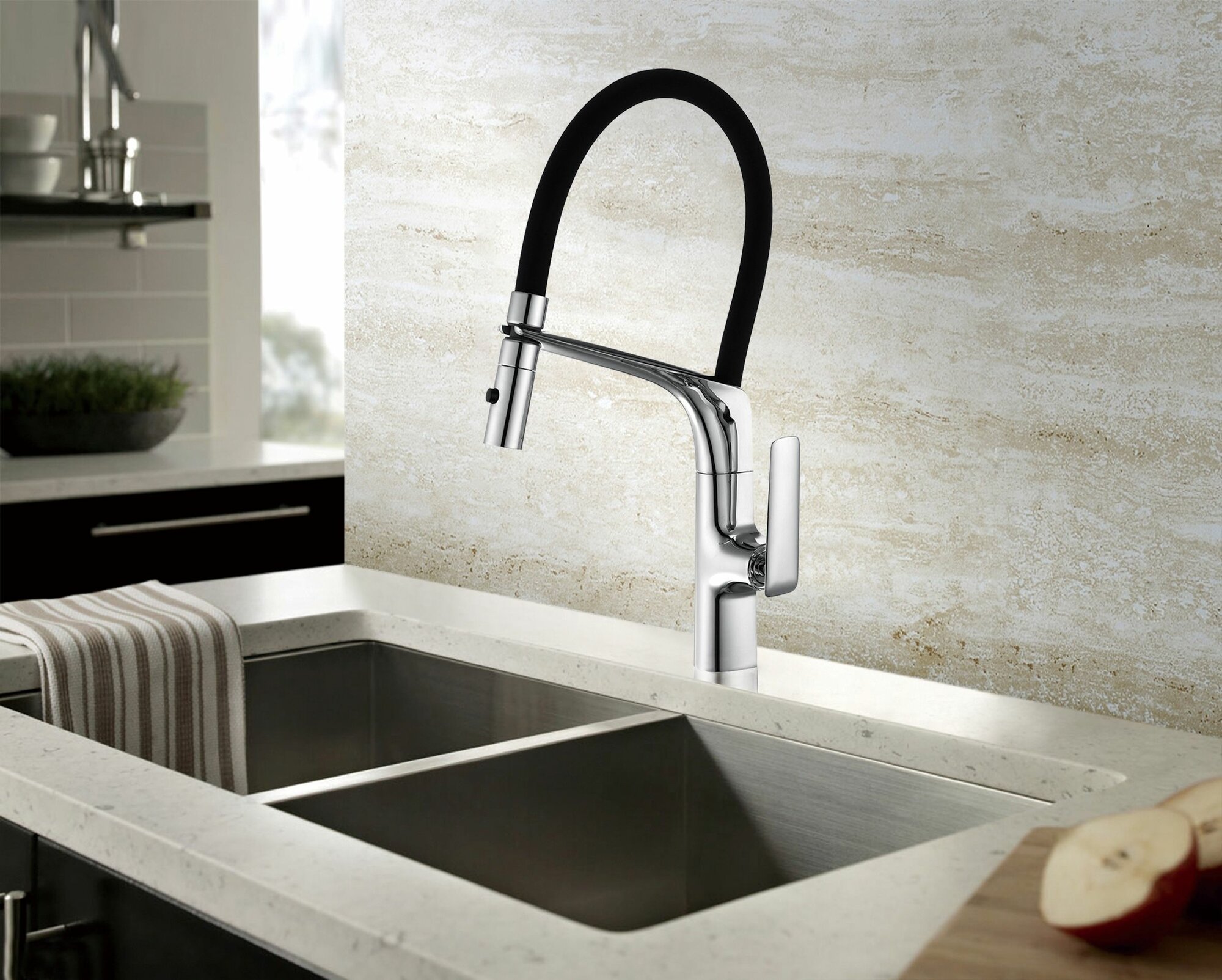 Смеситель для кухни Vincea VKF-115CH, с гибким изливом, хром