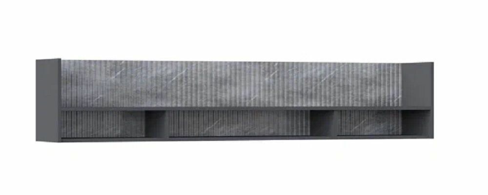 Оливия Полка 197 см. Мрамор Глянец, Графит