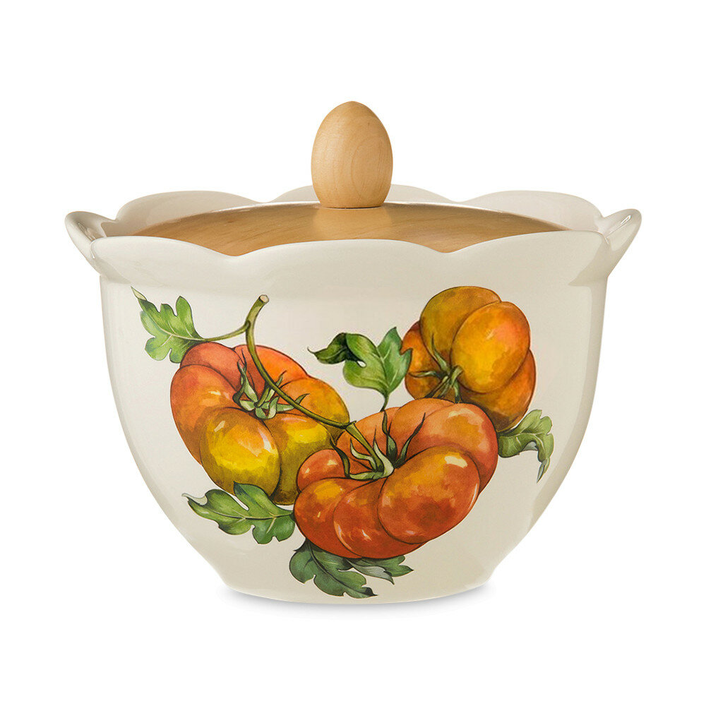 Банка для хранения сыпучих продуктов, 2 л, керамика, дерево, декор 7371-MDT Mercato della Terra