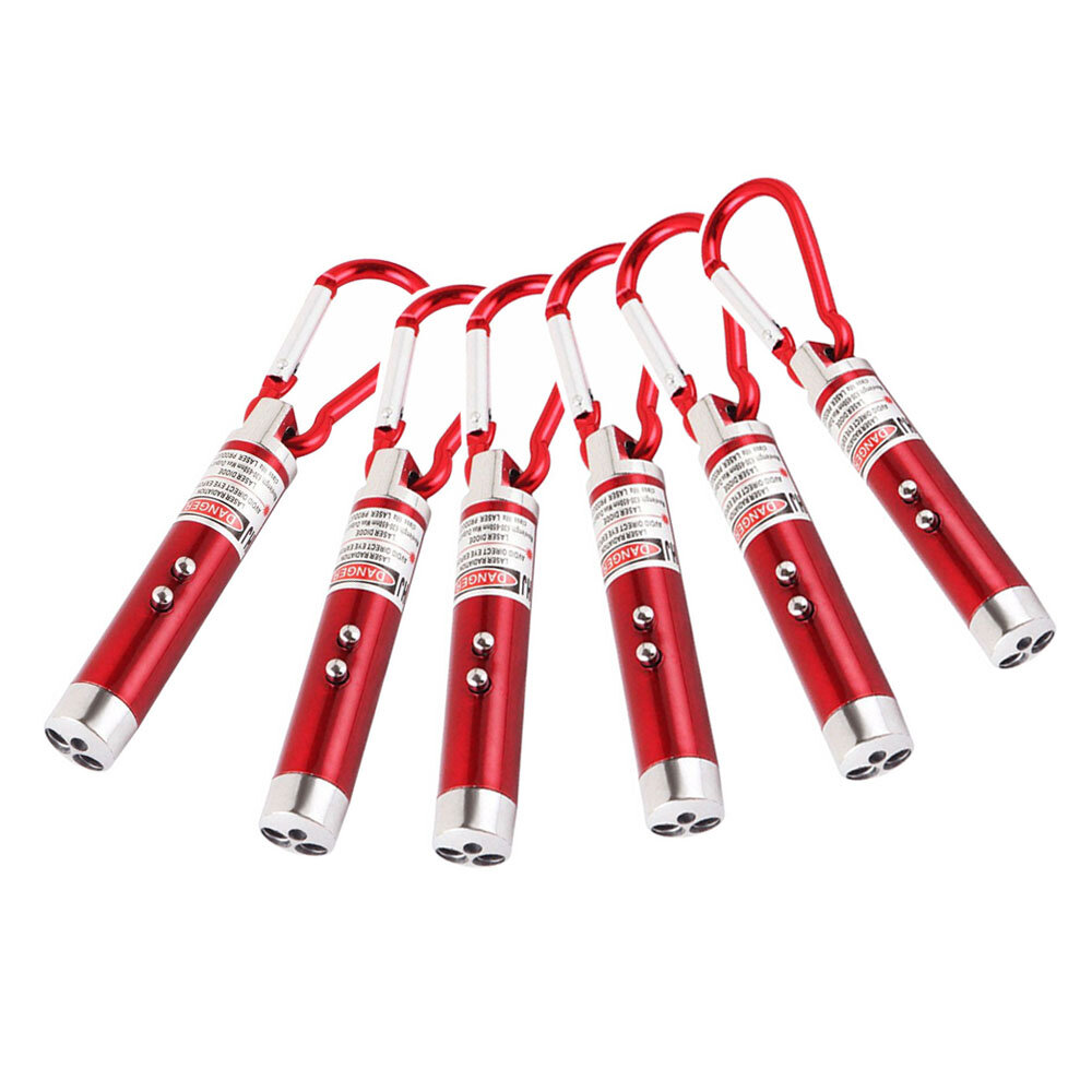 6 PCS Игрушки для котов Pointer Мини Ключница Pointer Фонарик с LED Игрушка для собак и котов Удаленный контроль для домашних животных (6 штук в упаковке), Материал: алюминиевый сплав, Размер: Общая длина 11.6 см, Лампочка: 1 лампа LED, 1 лампа для