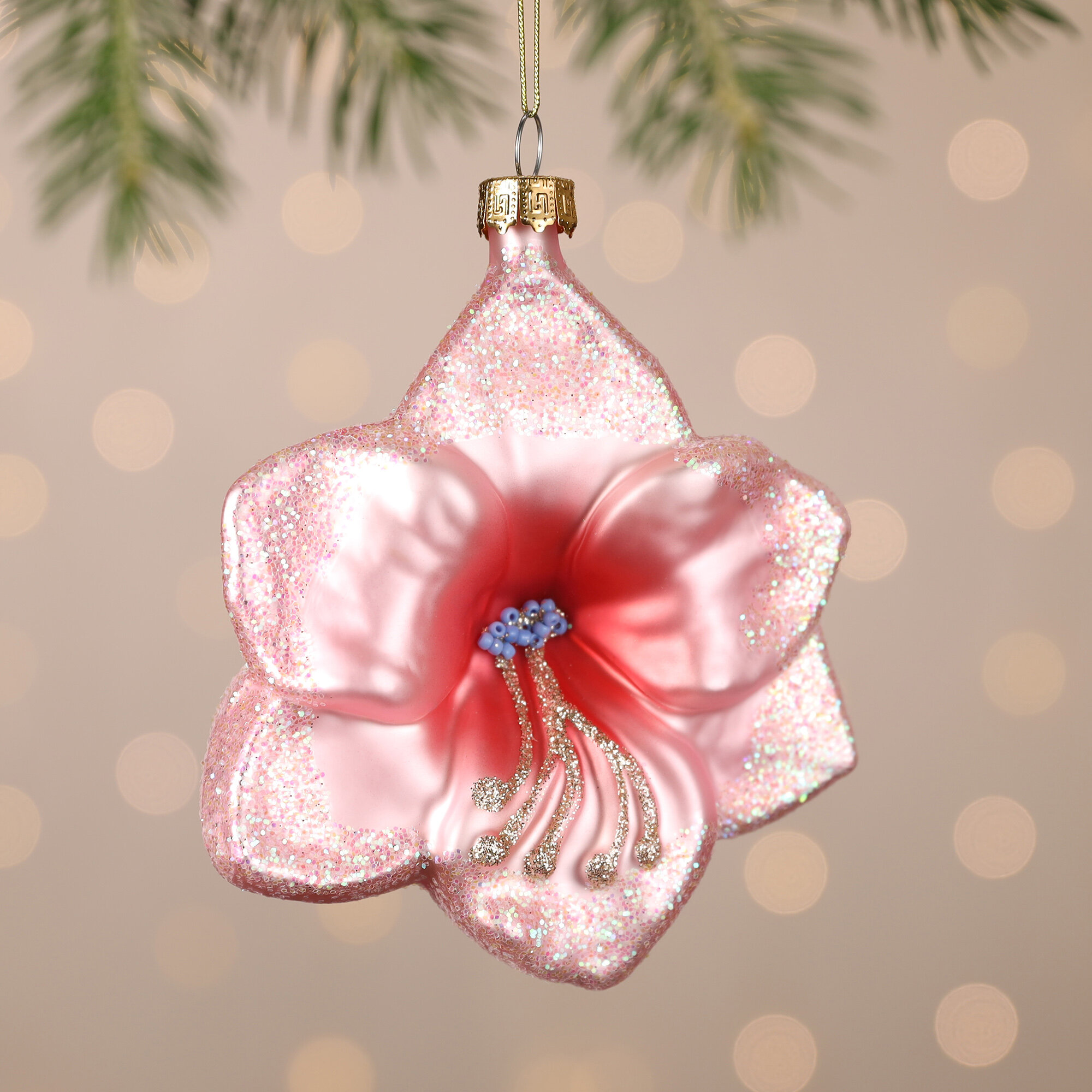 Елочная игрушка Цветок Амэлтея 11 см, подвеска, стекло, Winter Deco, 4070131