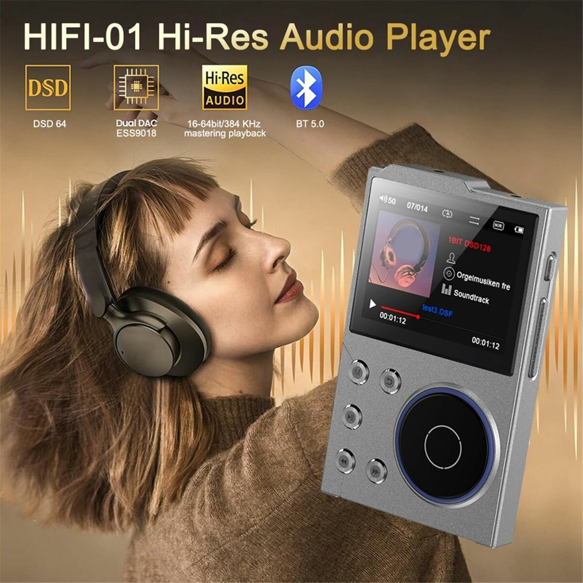 HiFi MP3-Плеер Проигрыватель Аудио Без Потерь Со Встроенной Картой Памяти 16G Черного Цвета