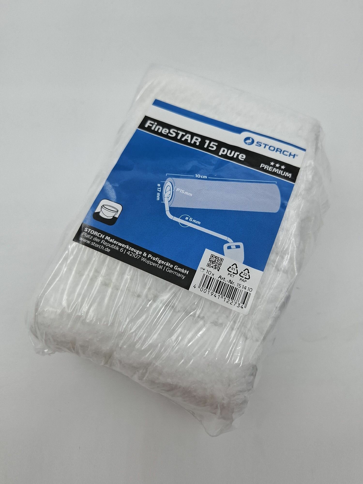 Мини-валик из полиамида Storch Premium FineStar 15 151410 ворс 15мм (100*15*6мм) упак (10 шт)