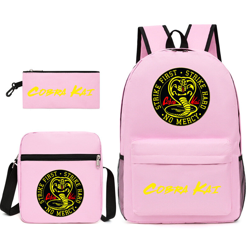 Детская школьная сумка из трех предметов для каратэ, повседневный рюкзак, студенческий рюкзак для мужчин и женщин, уличный рюкзак большой емкости с принтом