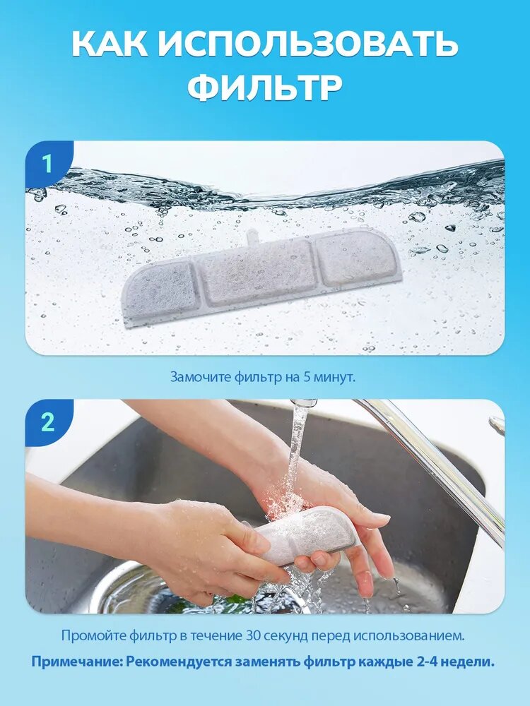 DownyPaws Фильтрующий элемент беспроводной поилки для кошек и собак, 16 шт, 4 ступени очистки — фото 1