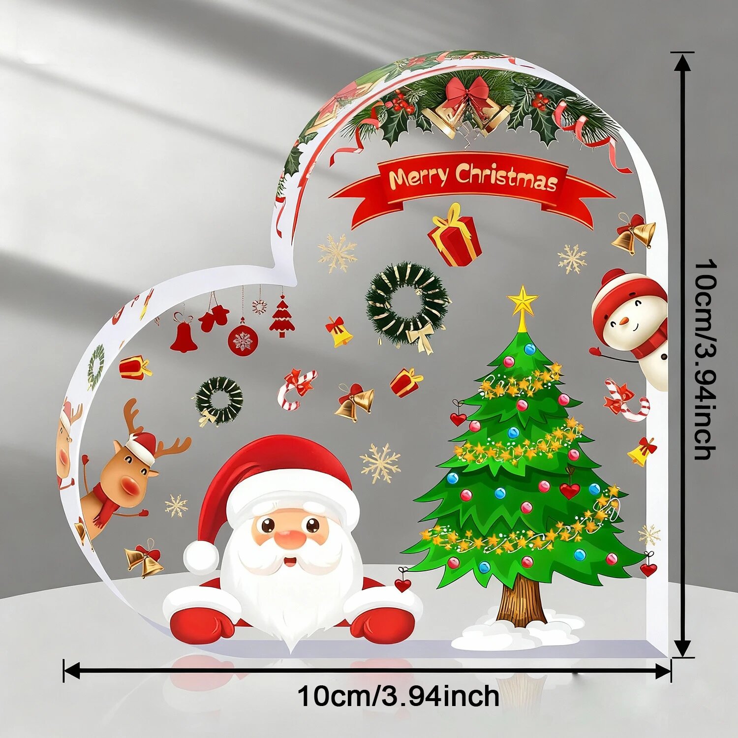 Милые рождественские акриловые украшения в форме сердца, обеденный стол, полка для стола, домашнее рождественское украшение, подарок на Рождество для друзей