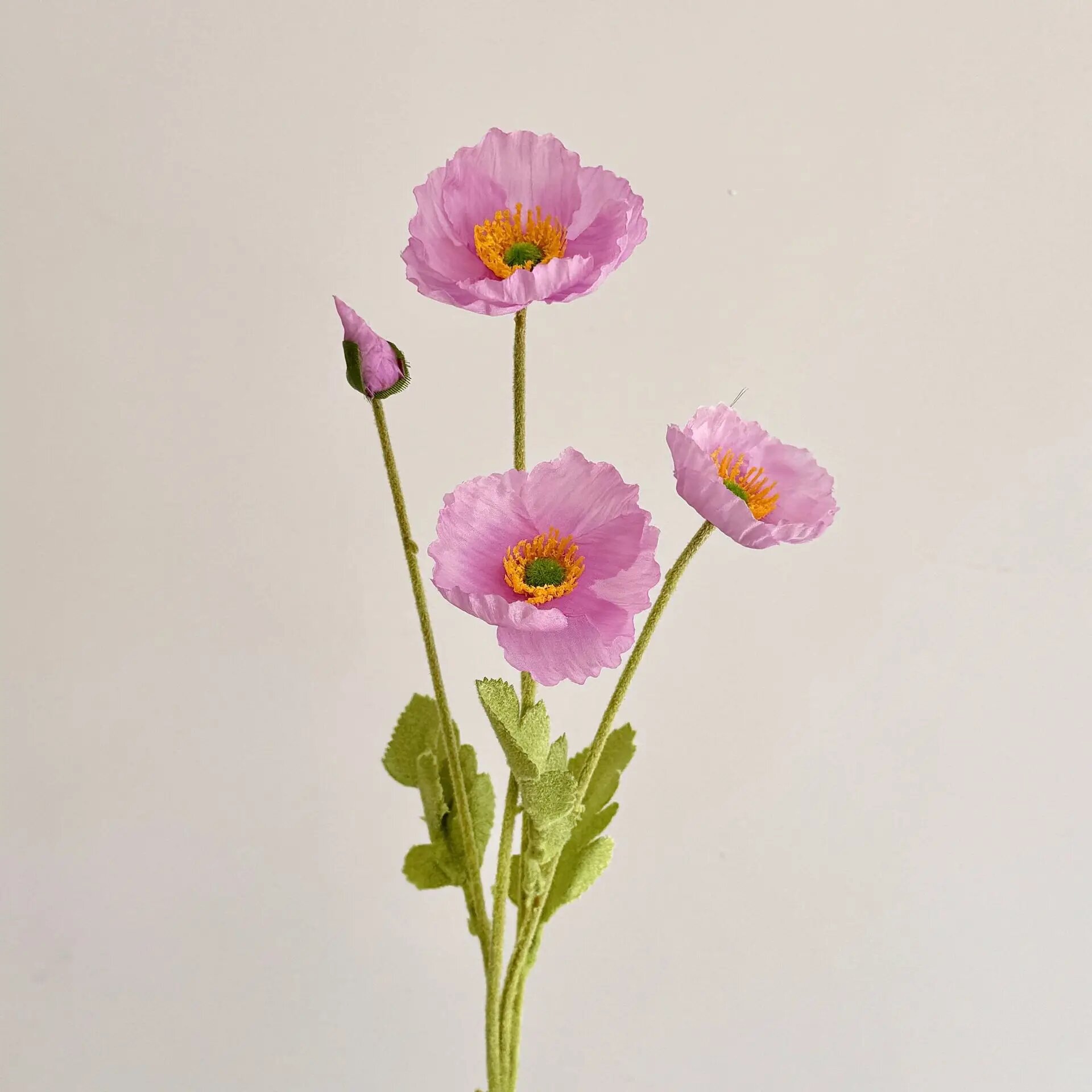 Искусственные цветы маки Yu Meiren, шелк, набор из 3 штук Розовый, Purple