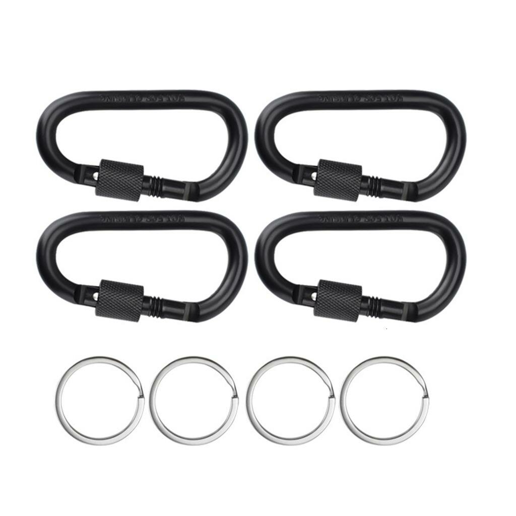 4pcs блокировать карабиер -ключичный кольцо D Ring, - D-образная пряжка Черного цвета