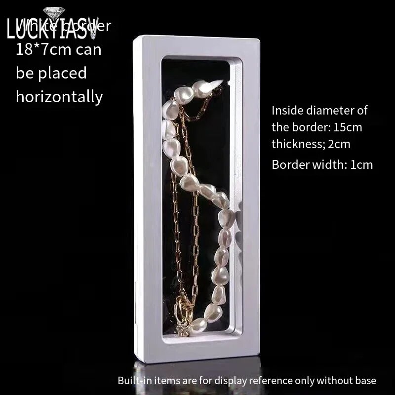 Черный пластиковый ящик для хранения ювелирных изделий Luckyiasv Серебряный, White 18x7x2cm