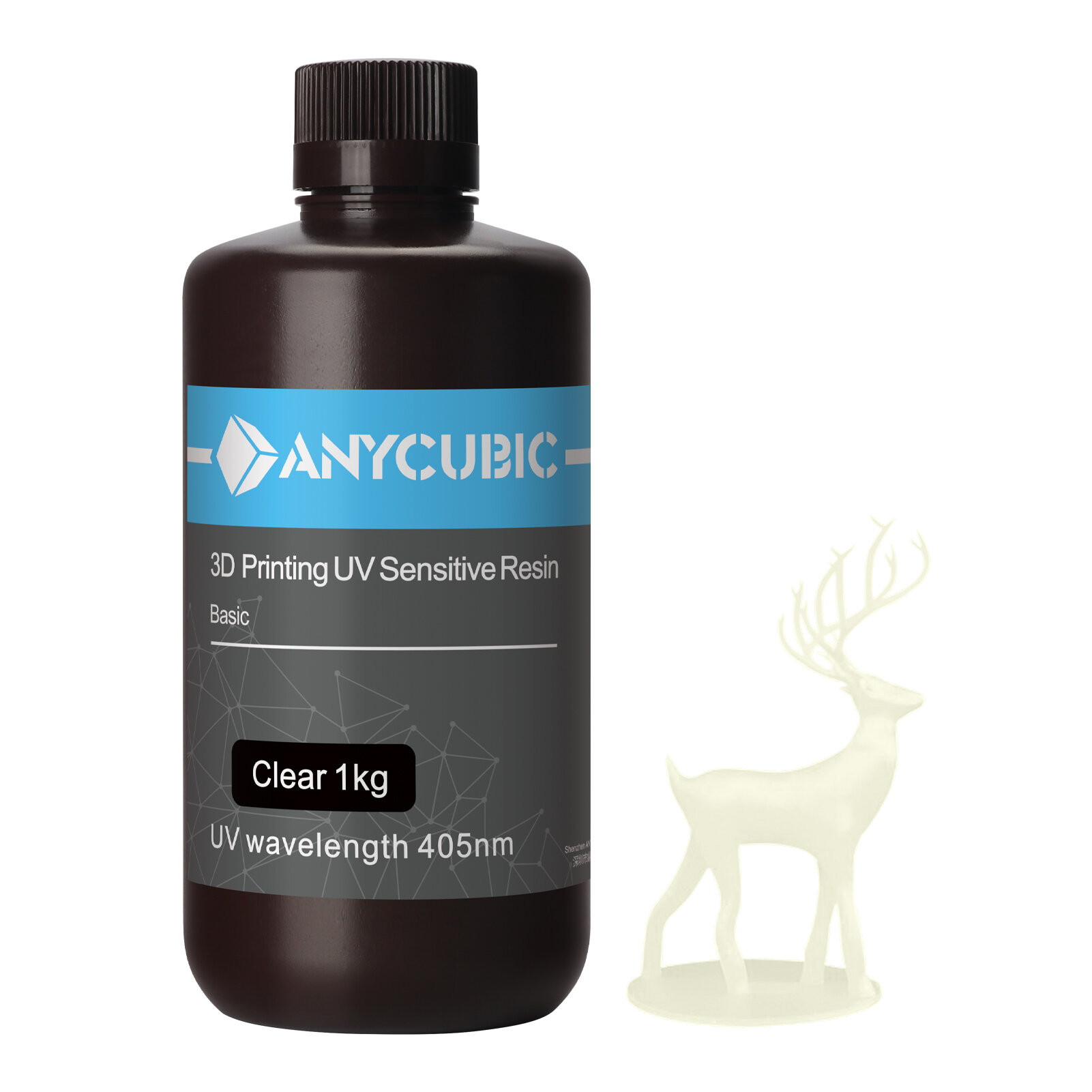 ANYCUBIC 3D Printer Resin 405nm LCD Quick-Curing Material High Precision Great Stability for Printing 1KG Transparent Color
