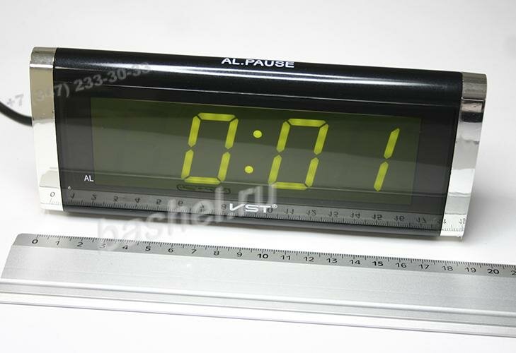 Часы сетевые VST730-2 зел. цифры, 10620010/230125/5010018