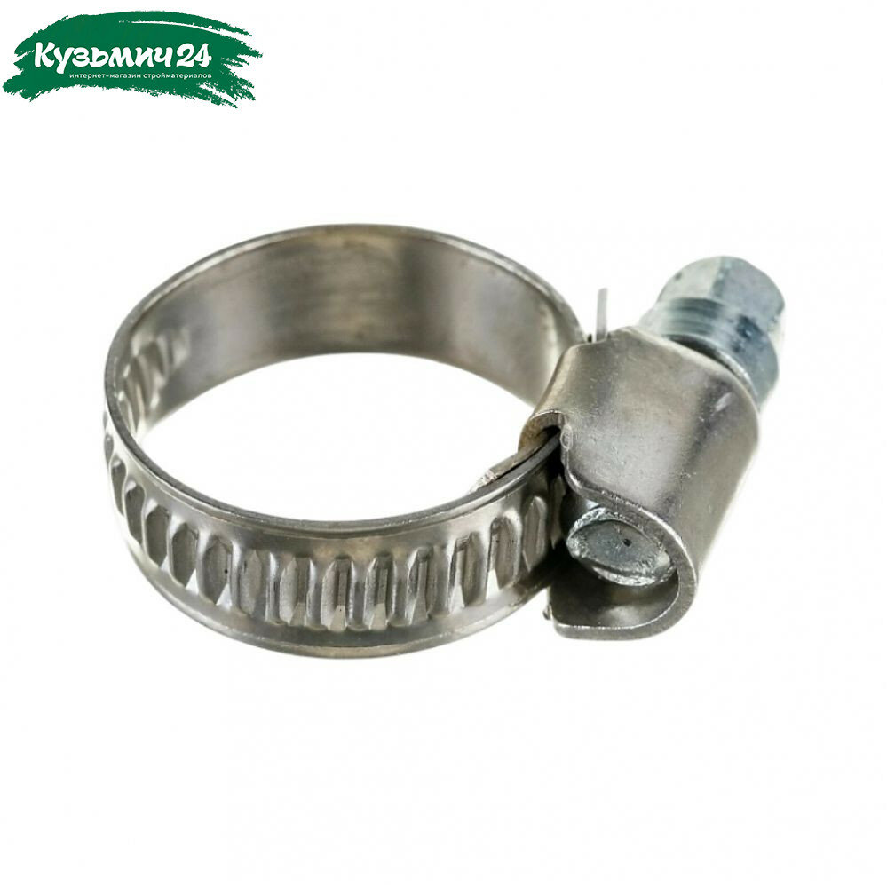 Хомут червячный, сантехнический, 20-32 мм, нержавеющая сталь, винтовое крепление