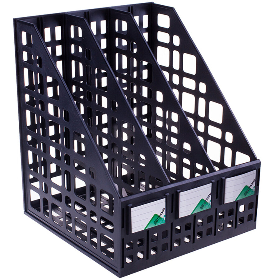 Лоток вертикальный пластик А4 240мм 3отд. черный сборный СТАММ ЛТ81/ЛТВ-63720 шт