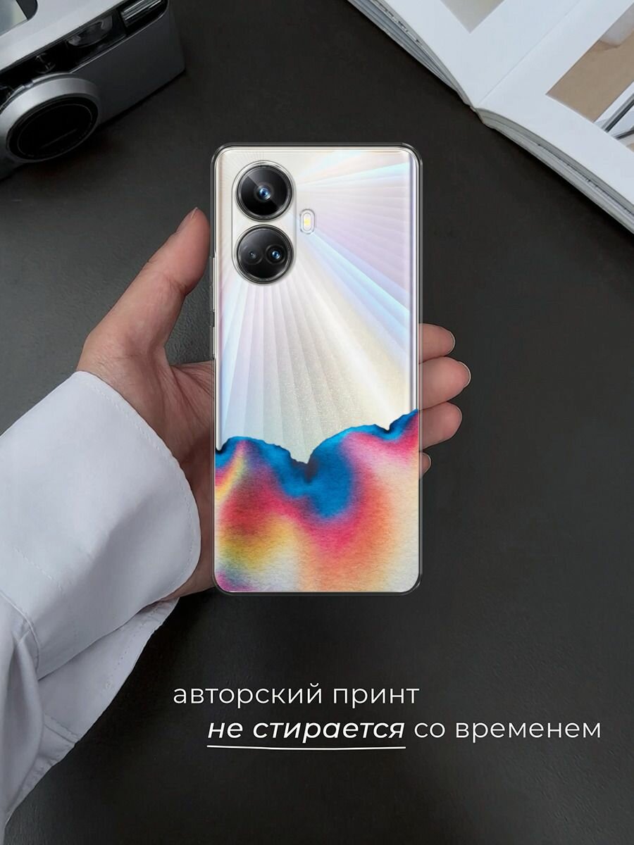 Чехол на Realme 10 Pro+ / Реалми 10 Про+ с принтом Акварельное сочетание, прозрачный — фото 1