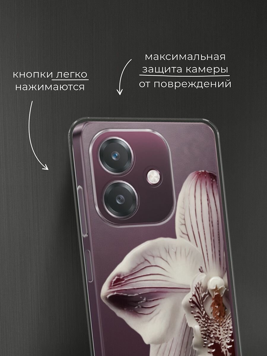 Силиконовый чехол на Oppo A3/A3x / Оппо А3/A3x с принтом Белая орхидея — фото 1