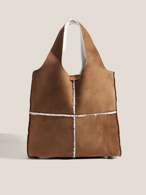 Сумка шоппер Maison David AVRIL, фактура бархатистая, светло-коричневый