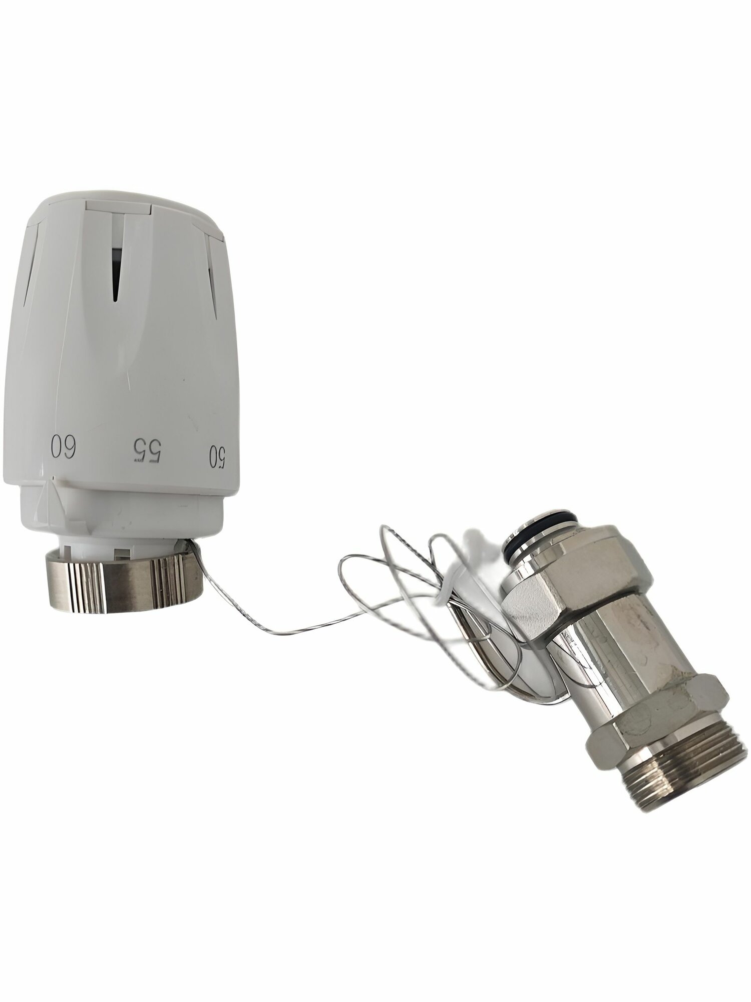 Термостатическая головка белая с выносным проточным сенсором ViEiR VR298