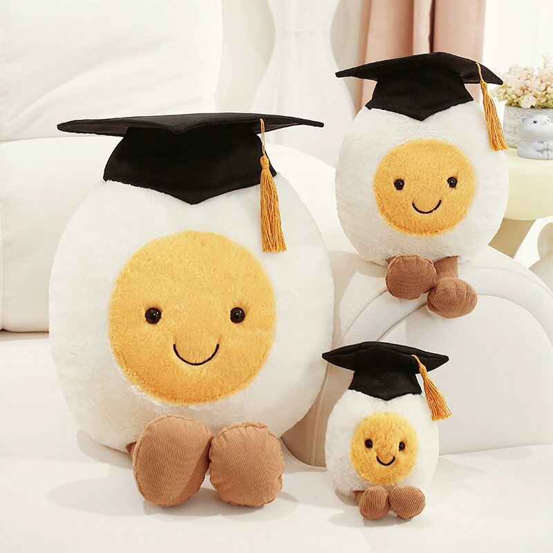 Плюшевая игрушка-яйцо в шапочке доктора, подушка-яйцо, плюшевый медведь в шапочке доктора, подарок на выпускной