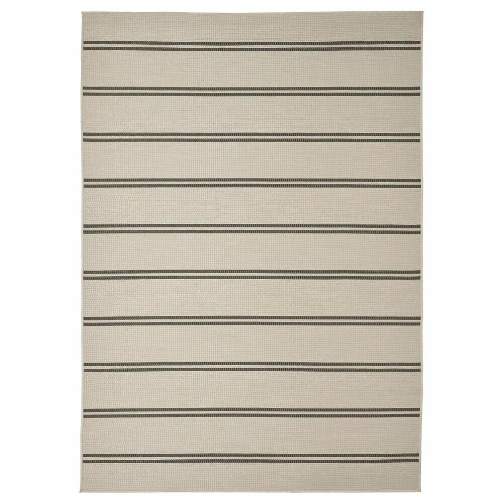 IKEA Ковер IKEA VIRKLUND Большой ковёр, бежево-тёмно-серый, 160x230 см, гладкое плетение, для использования внутри и снаружи помещения 160x230 см