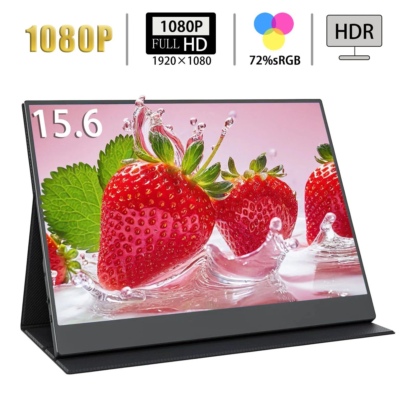 QQU 15,6-дюймовый портативный монитор 1920*1080 HDR с HDMI USB IPS Second для XBox PS4/5 Switch Loptop Расширение сотового телефона ПК