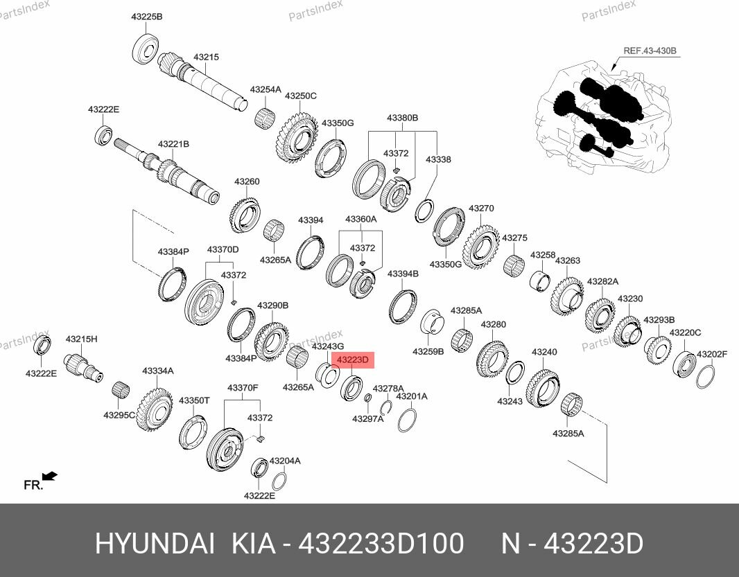 Пoдшипник KПП, HYUNDAI/KIA/MOBIS 432233D100