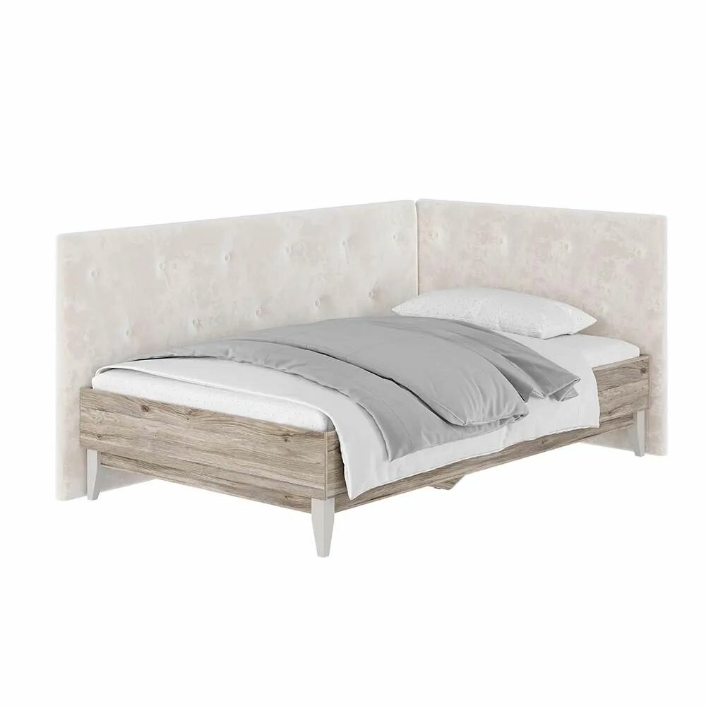 Кровать 1,2 м "Скандика" КР-09 дуб смоки + изголовье + бок (БТС)