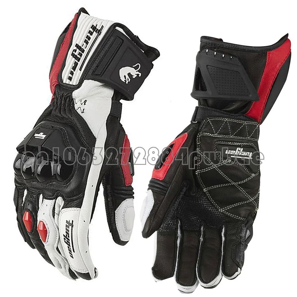 Кожаные мотоперчатки Long Gloves Red, размер L