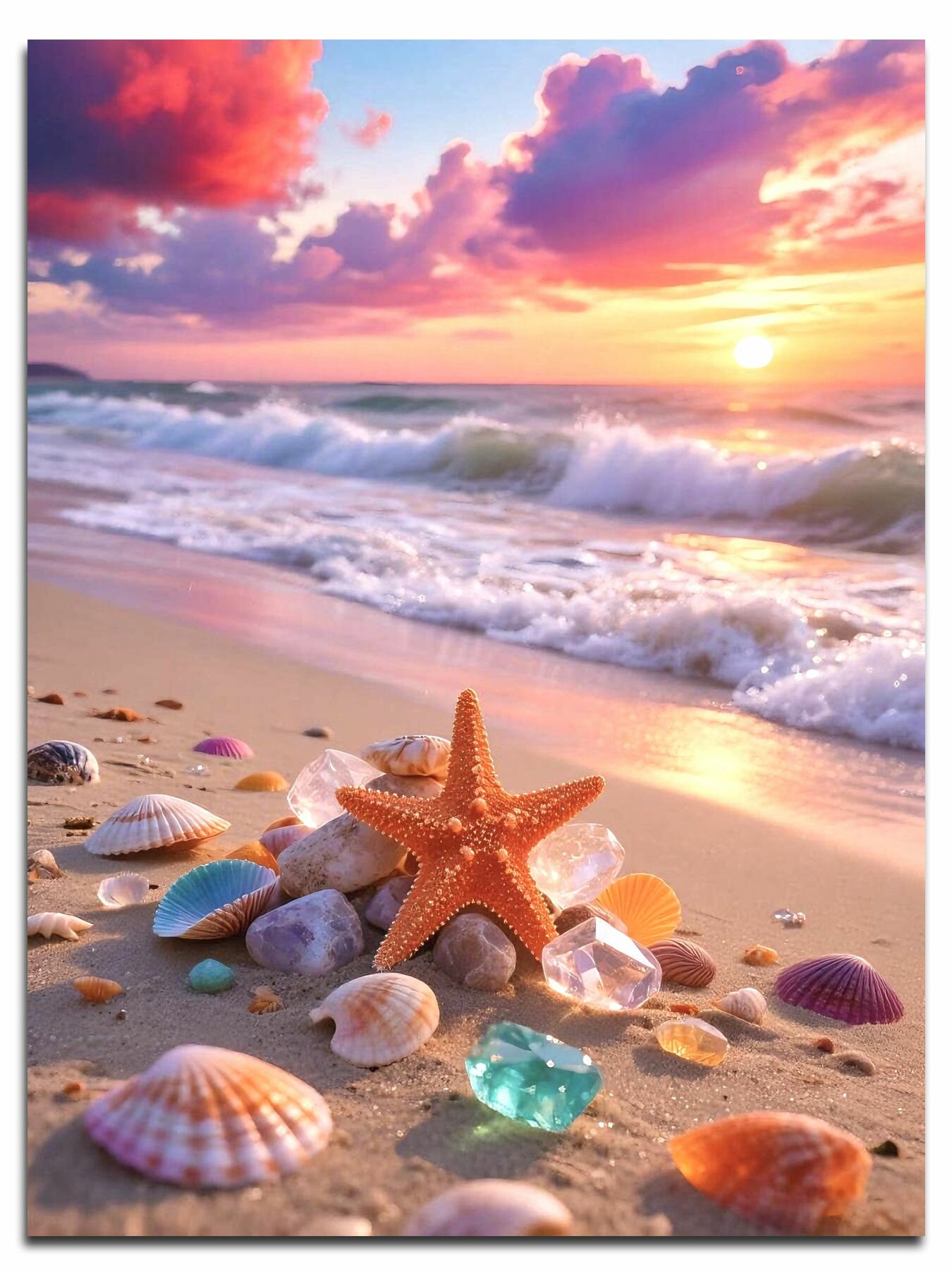 DIY Картина по номерам Пляжные раковины 40х50/без рамки/Набор для цифровой живописи